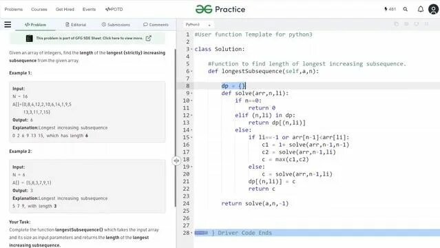 Lec 15- Longest Increasing Subsequence | Dynamic Programming | Python | GFG - Смотреть онлайн в ...