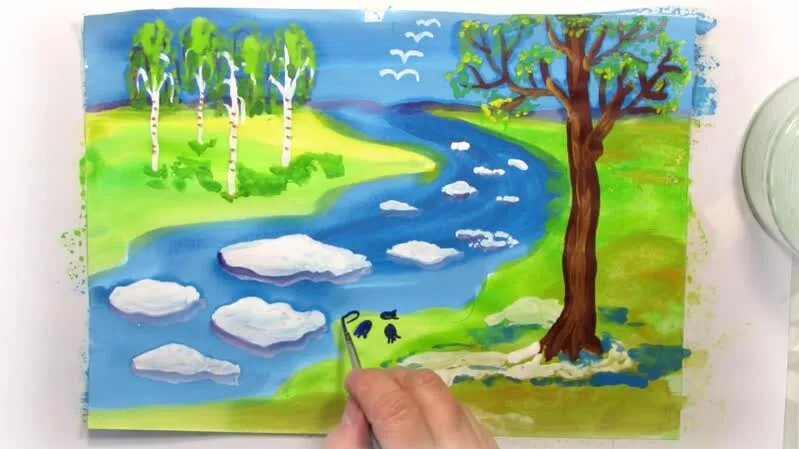 Рисуем весенний пейзаж Смотреть онлайн в поиске Яндекса по Видео
