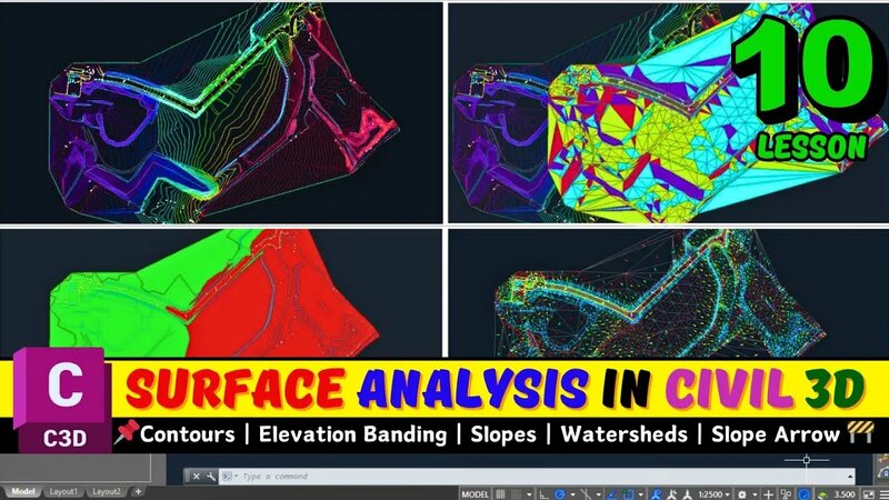Surface Analysis in Civil 3D | Contours Elevation Banding Directions Slopes Watersheds | Lesson ...