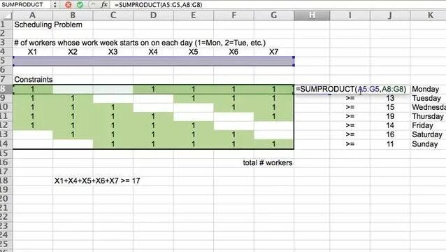 Linear Programming: Employee Scheduling with Excel Solver - Смотреть онлайн в поиске Яндекса по ...