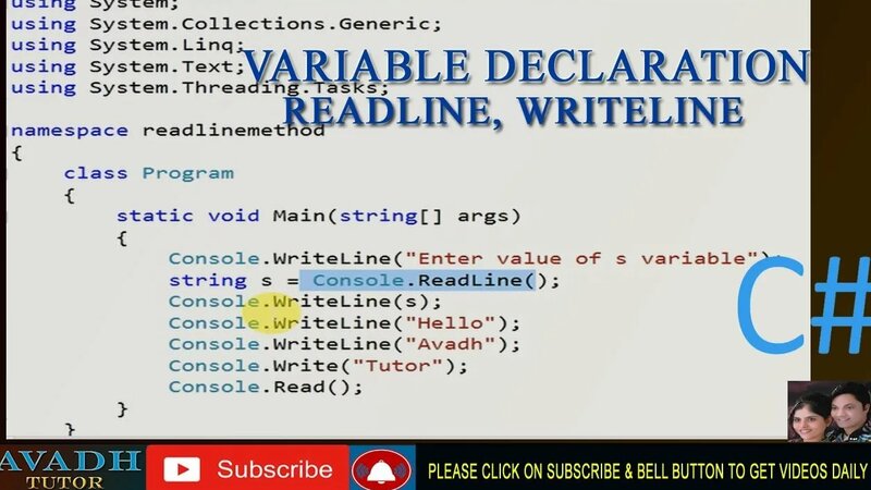 what is console.readline | what is console.writeline | visual studio c# | c sharp tutorial ...