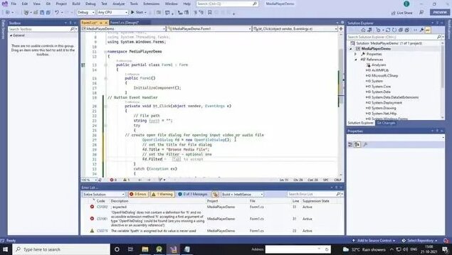 C# Project - Creating Media Player using C# Application | C# WinForms | Windows Media Player ...