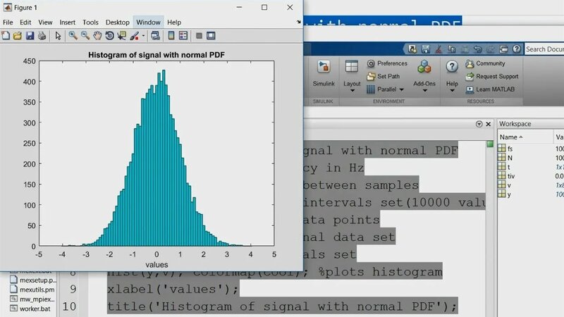Matlab tutorial - Histogram of a random signal with normal PDF in Matlab - Yandex Video aramada ...