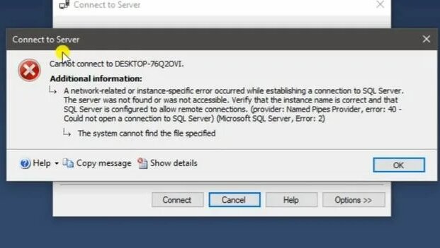 A network-related or instance-specific error occurred while establishing a connection to SQL ...