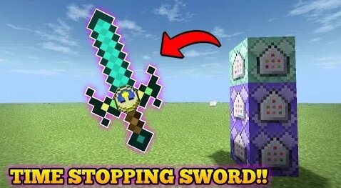 CARA Membuat Pedang Penghenti Waktu!! (Time Stopping Sword) - Tutorial Command Block - MCPE ...
