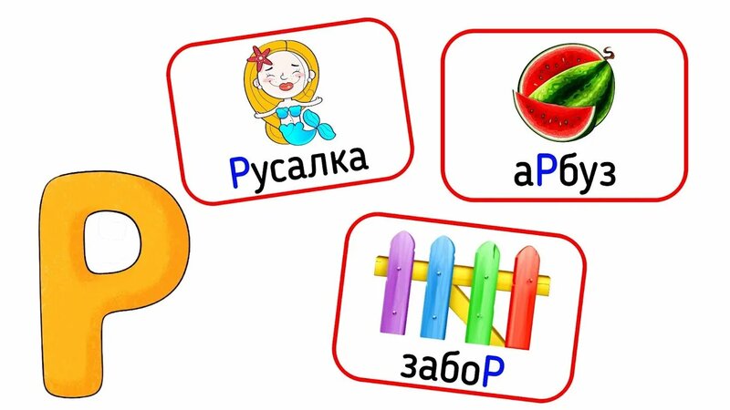 Автоматизация звука Р Слова на букву Р Карточки для Детей Развивающие мультики для малышей