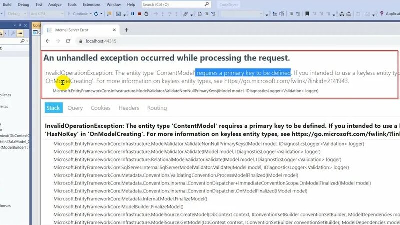 Solved InvalidOperationException: The entity type Data Model requires a primary key to be ...