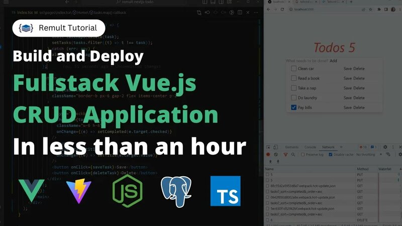 Build a Full-Stack Vue.js App and deploy to the cloud using: node.js, express, postgres & remult ...