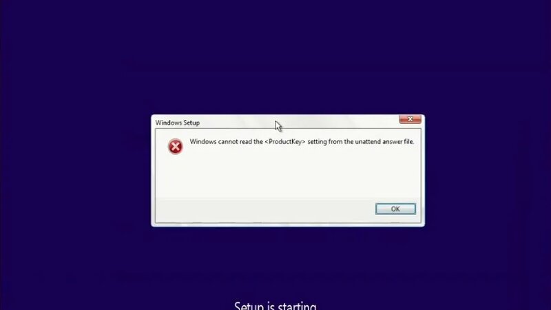 How to solve virtualbox - Windows cannot read the ProductKey setting from the unattend answer ...