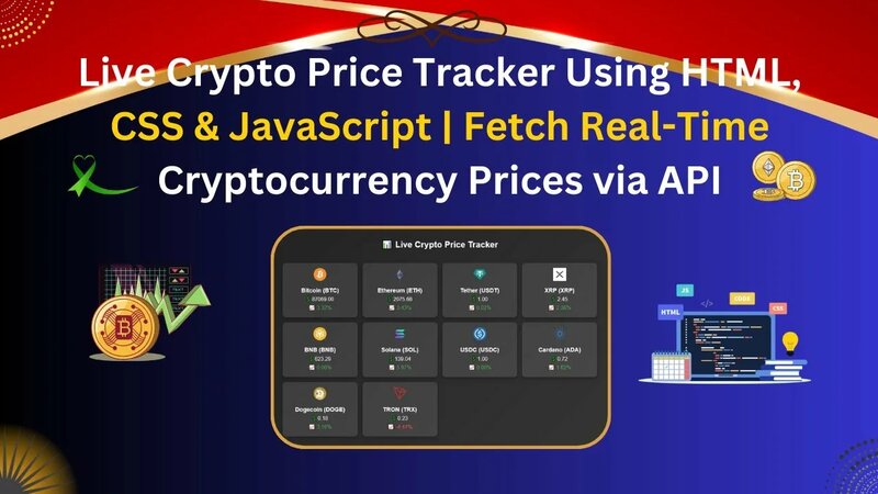 Live Crypto Price Tracker with HTML, CSS & JavaScript | Real-Time Data Fetching - Yandex Video ...