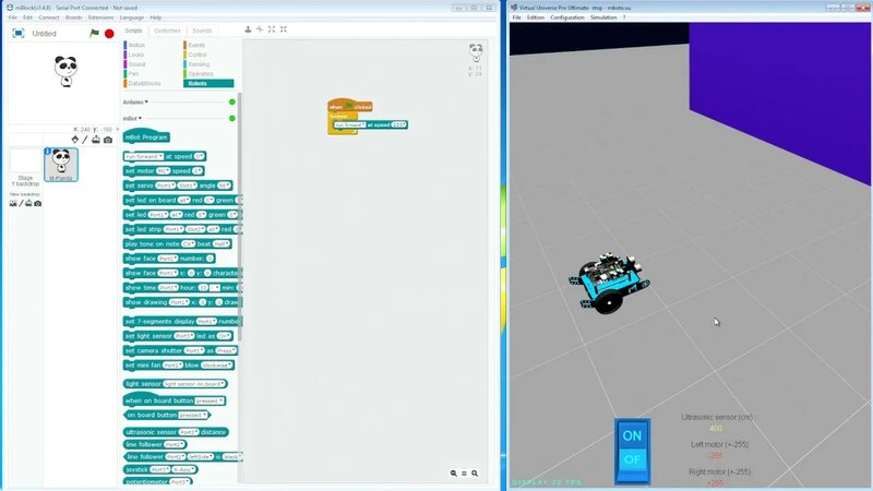 mBot, mBlock, Arduino simulation with Virtual Universe Pro software - Yandex Video aramada ...