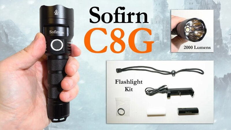 Sofirn C8G Sst40 flashlight review complete with battery and charger