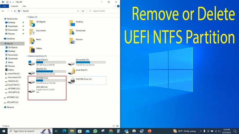 How to Remove or Delete UEFI NTFS Partition from USB Drive using CMD - Yandex Video aramada ...