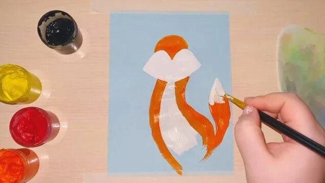 Как нарисовать лису гуашью Урок рисования для детей красками