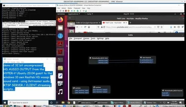 Gstreamer RTSP Server Client to get audio working on Windows 10 Hyper-V virtual machine Ubuntu ...