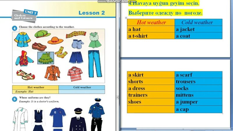 3 sinif Ingilis dili Unit 7 Clothes and colours Lesson 2 Weather and clothes Английский 3 класс ...