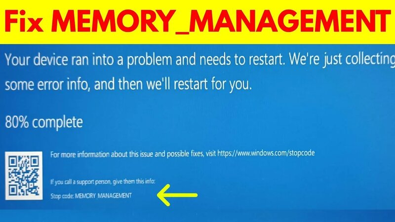 Fix windows 10/11 blue screen stop code memory management error | Memory_Management - Смотреть ...