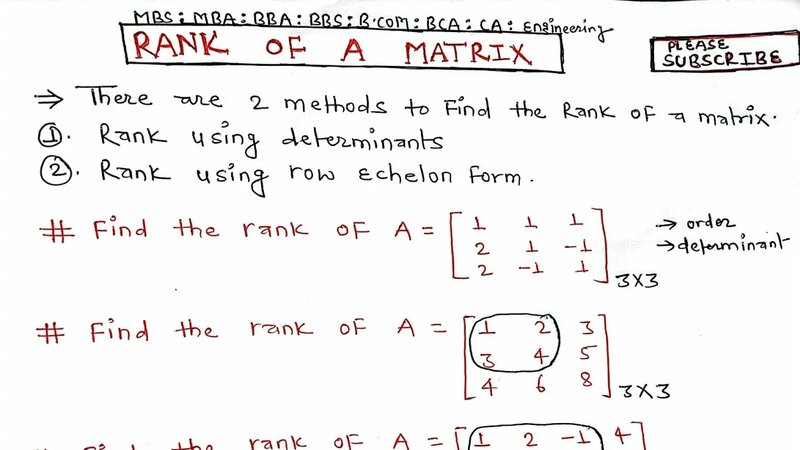 Rank Of a Matrix || Rank of a matrix solved examples || Unit :Matrices || Rank || How to find ...