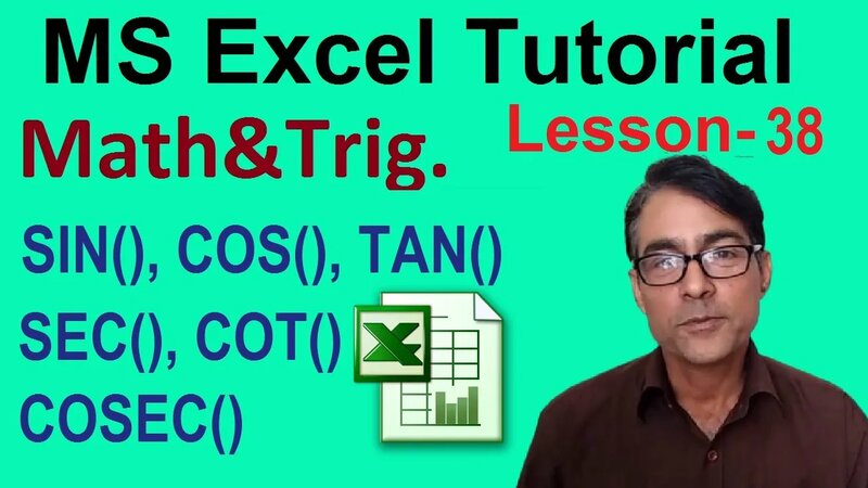 SIN, COS, TAN, Cosec, SEC, COT formula in ms excel | math and trig | ms excel for beginners 38 ...