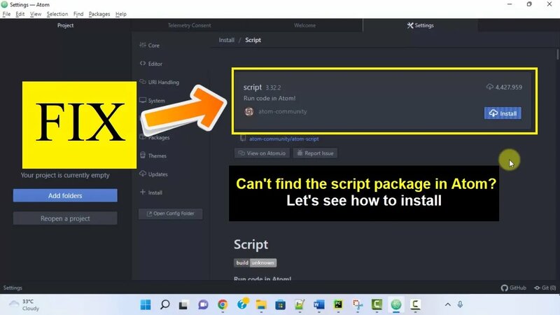 Fix: Can't find the script package in Atom? How to install? - Смотреть онлайн в поиске Яндекса ...