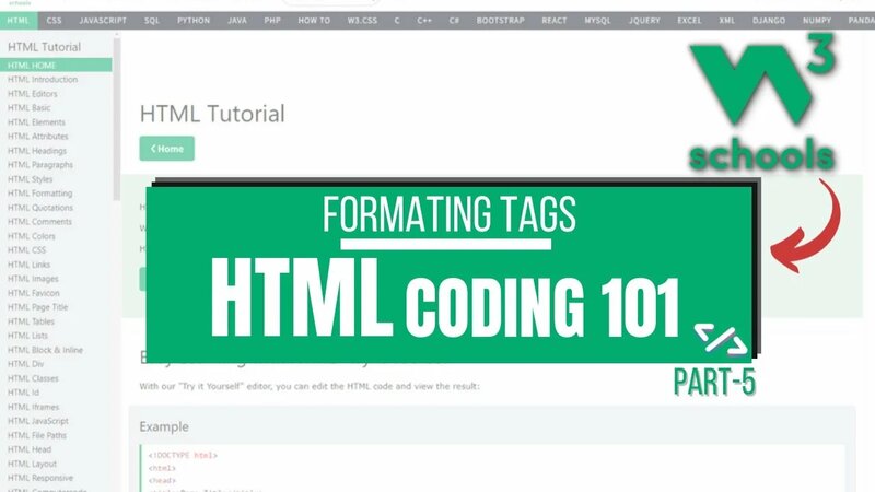 HTML Coding 101: 05 HTML Formatting Tags | W3Schools HTML Tutorial - Yandex Video aramada ...