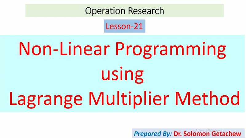 Operation Research 22: Nonlinear Programming Problem Optimization using Lagrange Multiplier ...