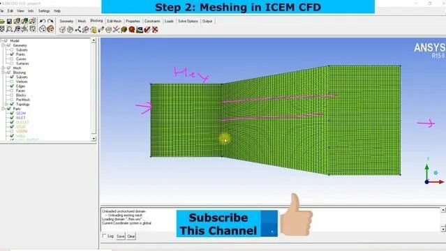 Ansys ICEM CFD Meshing : Learn 2D Geometry, Blocking and Association, checking in Fluent ...