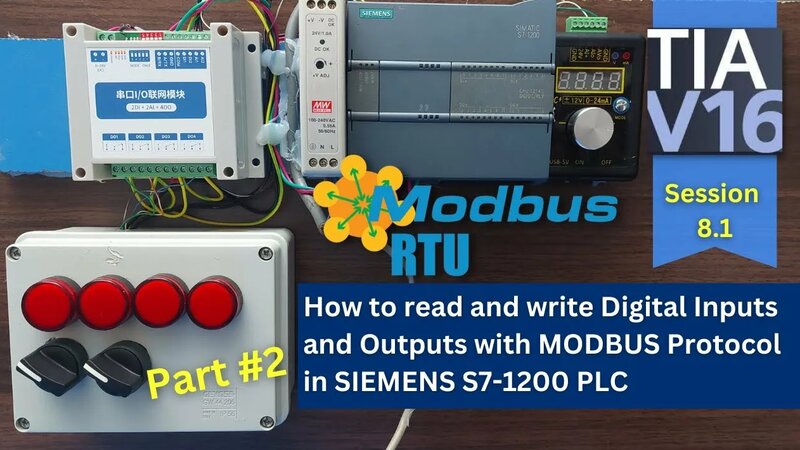 How to read and write digital IOs using Modbus RTU in S71200 PLC part 2 - Yandex Video aramada ...