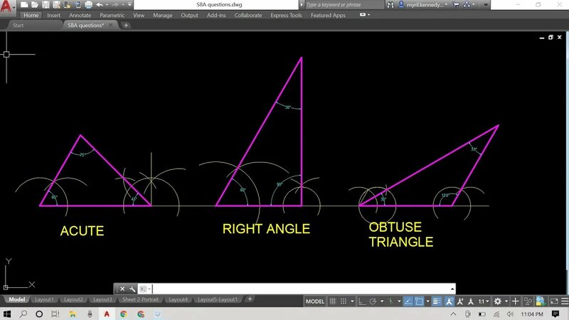How to Draw Acute, Right Angle and Obtuse Triangles using AutoCad. - Yandex Video aramada ...