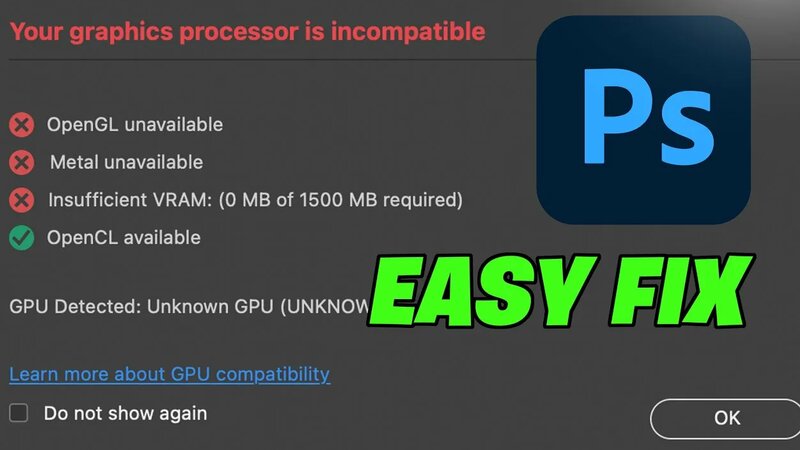 Fix Your Graphics Processor is incompatible on Photoshop 2025 (Graphics Card Processor Error ...