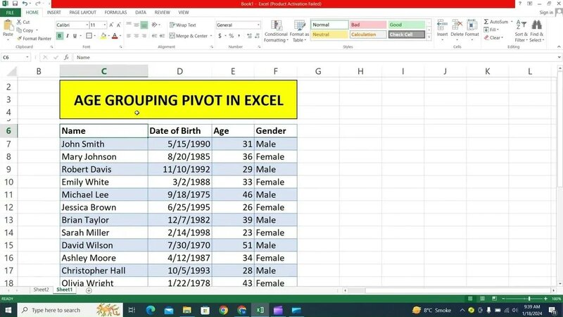 AGE Grouping IN Pivot IN Excel | Use an Excel Pivot Table to Group Data by Age Bracket # ...