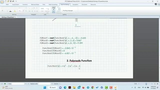 Basic Equation Solving Using Root Polyroots and Solve Block in Mathcad Prime 8.0.0.0 Khmer ...