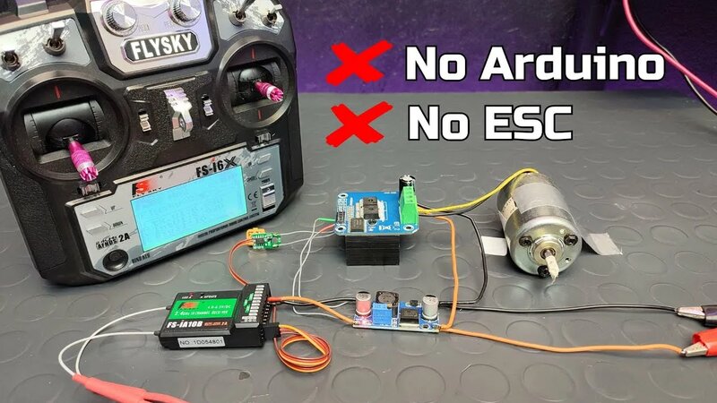 How to control DC motor without ESC and Arduino using cheap Bts7960 HW-039 driver and Flysky FS ...