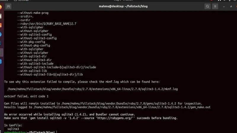 Fix error occurred while installing gem sqlite3 (1.4.2) and bundler connot continue in rails 6.1 ...