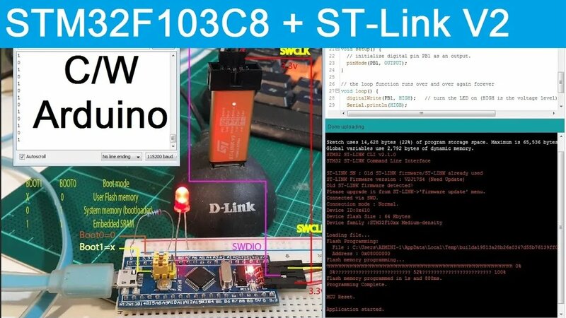 (Stm32f103c8) Beginning for Programming Stm32 Arduino through ST-Link V2 ( comport maple serial ...