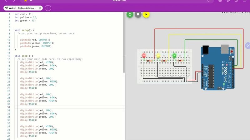 Lesson 2: How To Easily Code LED Blinking (Multiple LEDs) By using Arduino Uno || Wokwi ...