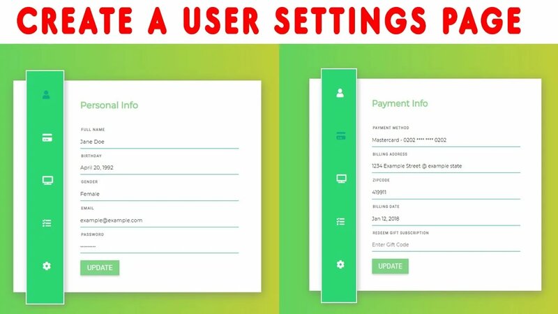 How To Create A User Settings Page Using Html Css Javascript Смотреть онлайн в поиске