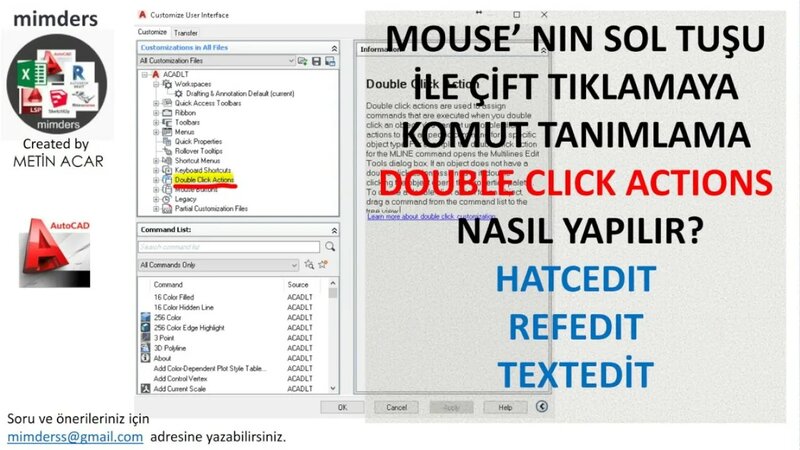 Mimders/AutoCAD/ Ders 008 - Double click actions ayarları nasıl yapılır? - Yandex Video aramada ...
