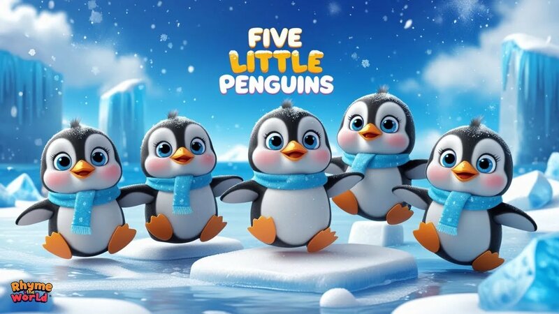 Five Little Penguins | Funny Counting Song 1 to 5 | 3D Baby Rhymes in ...