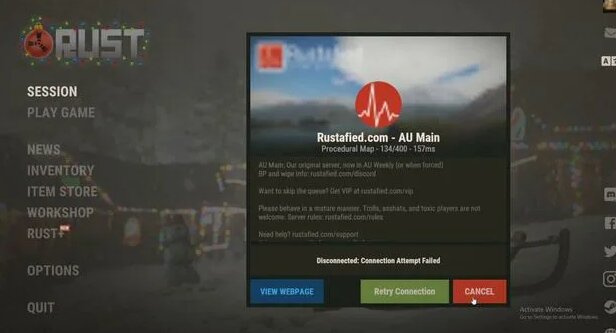 Rust Server Disconnected: Connection attempt failed - Intento de conexión fallido on Rust Fixed ...