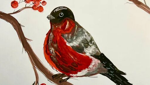 Как нарисовать Снегиря Птицу рисуем красками Смотреть онлайн в поиске Яндекса по Видео