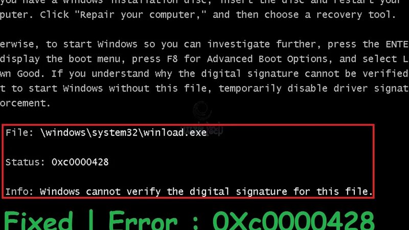 Fixed : 0xc0000428 Windows cannot verify the digital signature for this file - Смотреть онлайн в ...