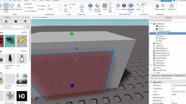 Как сгруппировать объекты в roblox studio (Зачем нужны Model, Union, Negate, Sepаrate ...