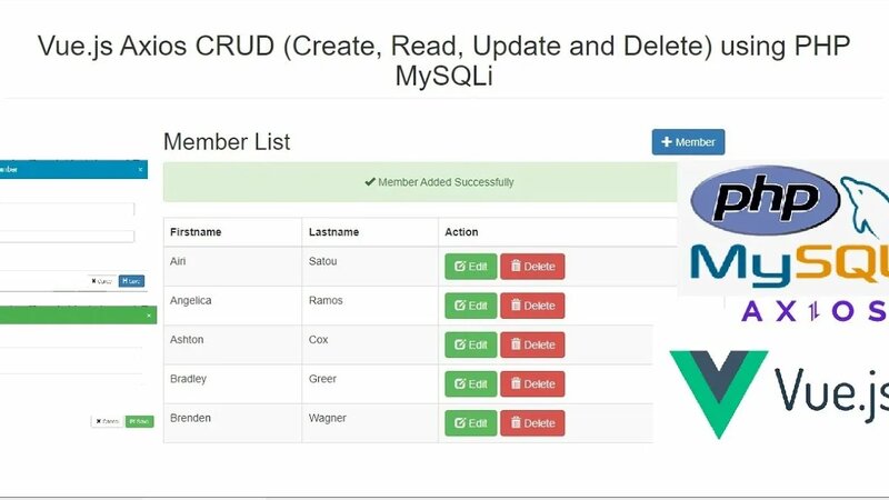 Vue.js Axios CRUD (Create, Read, Update and Delete) using PHP MySQLi - Смотреть онлайн в поиске ...