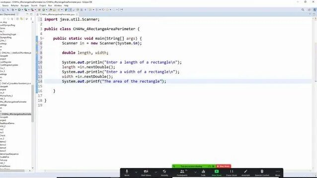 Java, CH 4, Console input length and width, print area, perimeter, and diagonal with Pythagorean ...