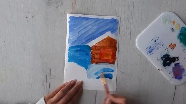 Домик в лесу Рисуем гуашью Рисуем елку Как нарисовать елку Малюємо