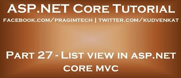 List view in asp net core mvc