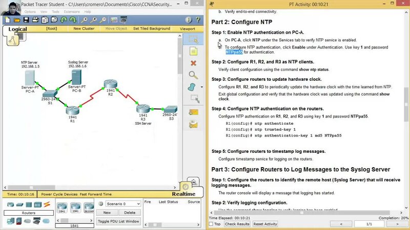 2.6.1.3 Packet Tracer - Configure Cisco Routers for Syslog, NTP, and SSH Operations - Смотреть ...