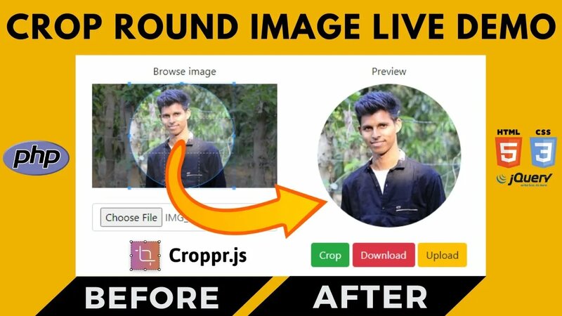 How to crop image in round shape by using Cropper.js | Crop image in circle JavaScript ...