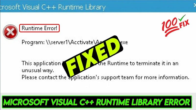 Microsoft Visual C++ Runtime library Error Fix | Windows Visual C++ Runtime Library Error Solved ...